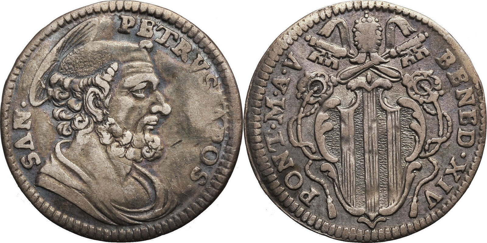 Italy, Papal States (Vatican) Grosso A. V (1744 AD) Benedikt XIV Sehr ...
