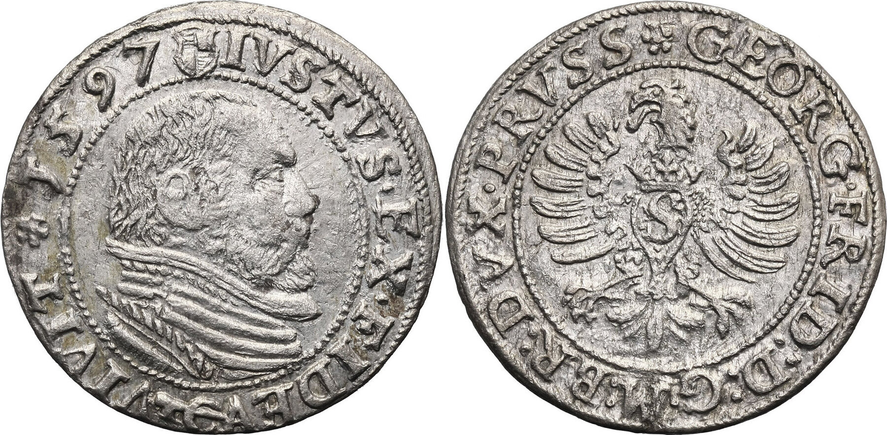 East Prussia, (Preussen Herzogtum - Ostpreussen) Groschen 1597 Georg ...