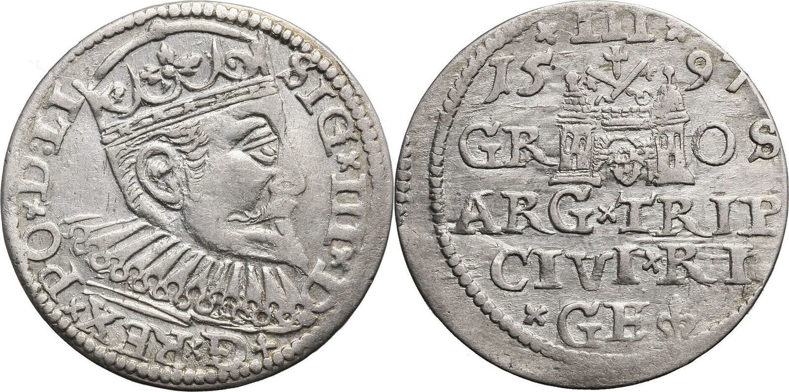 Poland / Riga Trojak (3 Groschen) 1597 Zygmunt III Waza ss-vz | MA-Shops