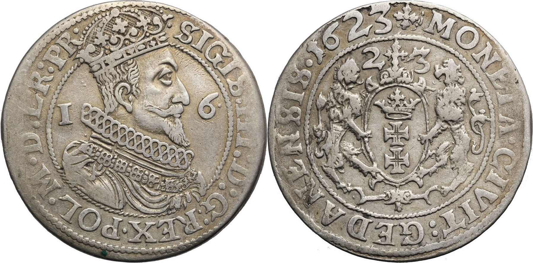 Poland, Zygmunt III Waza Ort (18 Groschen) 16 / 23 - 1623 Danzig SS+ ...