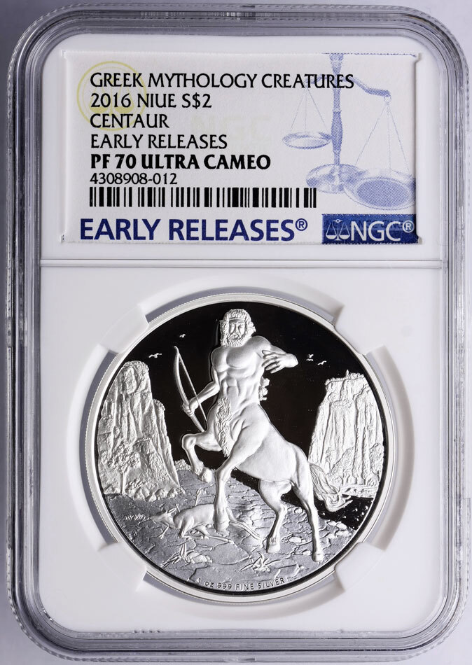 Niue 2 Dollars 2016 Greek Mythology Centaur NGC PF 70 Ultra Cameo | MA ...