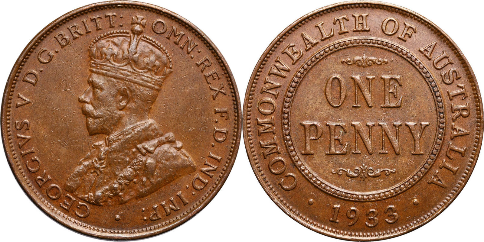 Australia Penny 1933 George V vz-St | MA-Shops