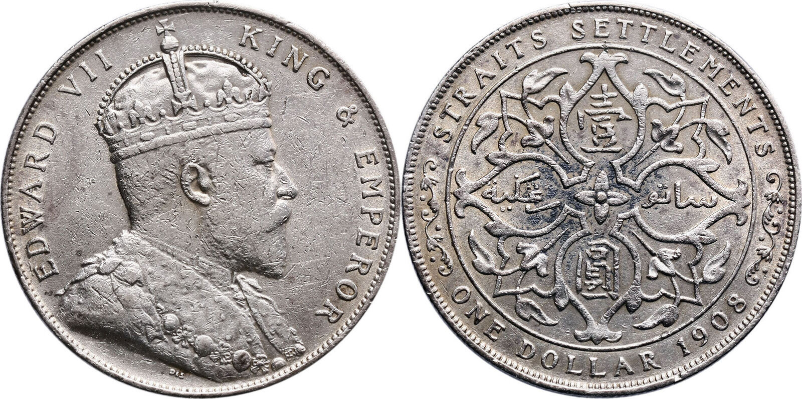 Malaya, Straits Settlements Dollar 1908 Edward VII Sehr Schön | MA-Shops