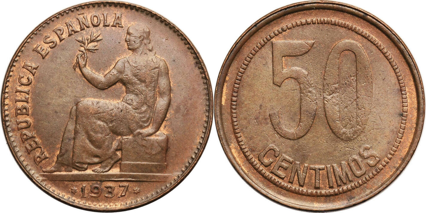 Spain 50 Centimos 1937 (36) KM 754.1 VZ | MA-Shops
