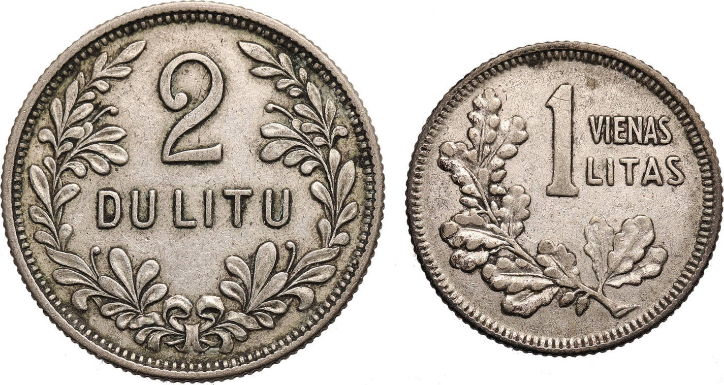 Lithuania, First Republic 1918-1940 Set: 1 Litas 1925, 2 Litu 1925 1925 ...