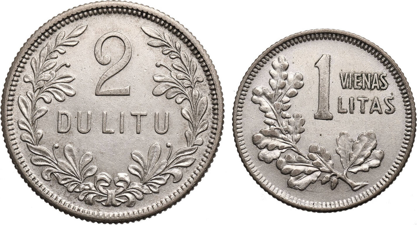 Lithuania, First Republic 1918-1940 Set: 1 Litas 1925, 2 Litu 1925 1925 ...
