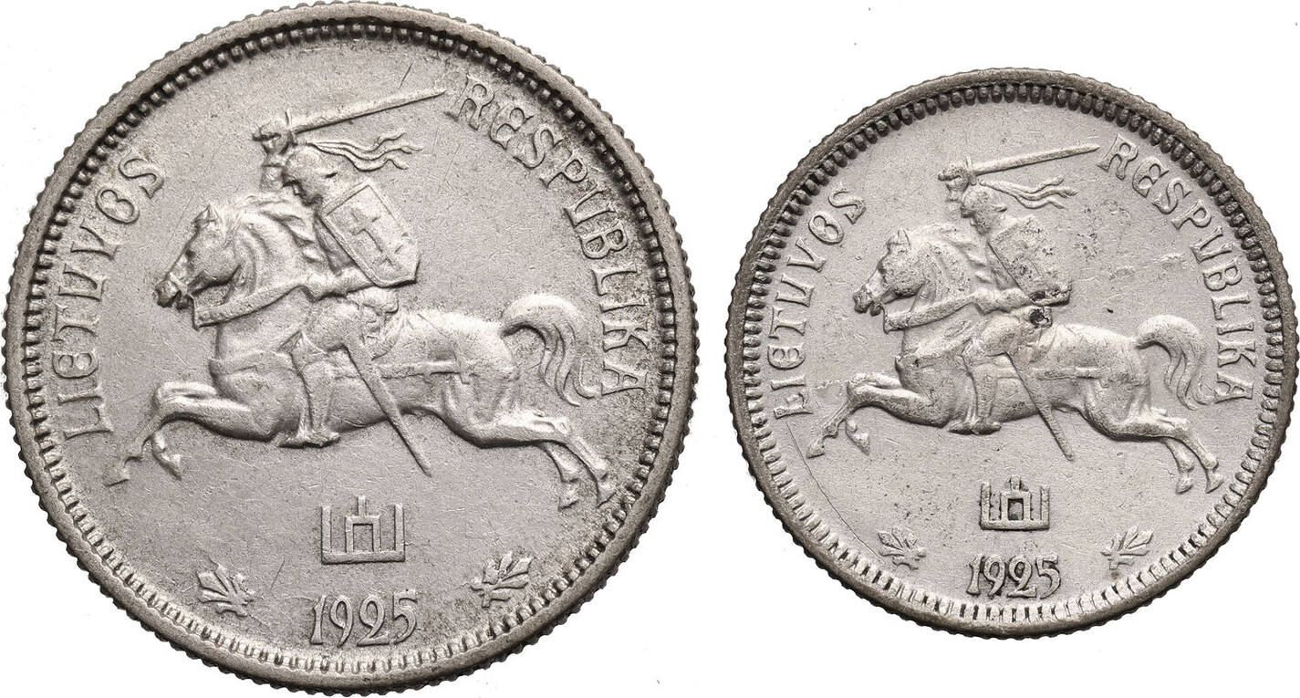 Lithuania, First Republic 1918-1940 Set: 1 Litas 1925, 2 Litu 1925 1925 ...