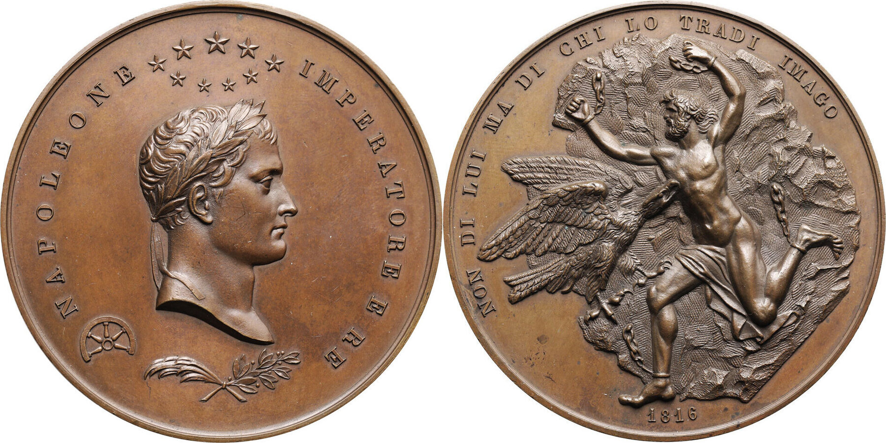 France. Napoleon I Br medal 1816 Exile to Saint Helena Fast St | MA-Shops