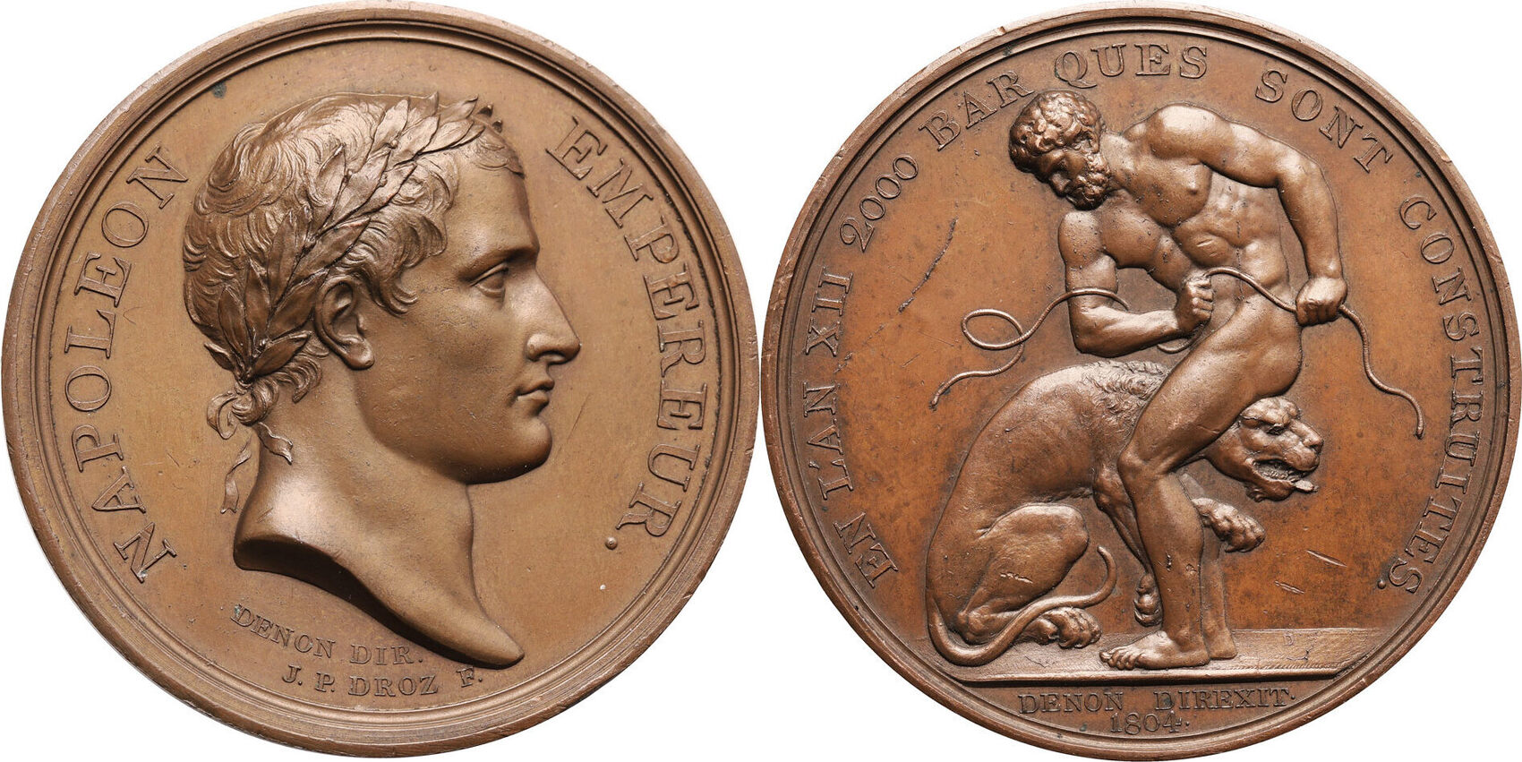 France, Napoleon I Bronze Medal 1804 building of 2000 ships Fast St ...