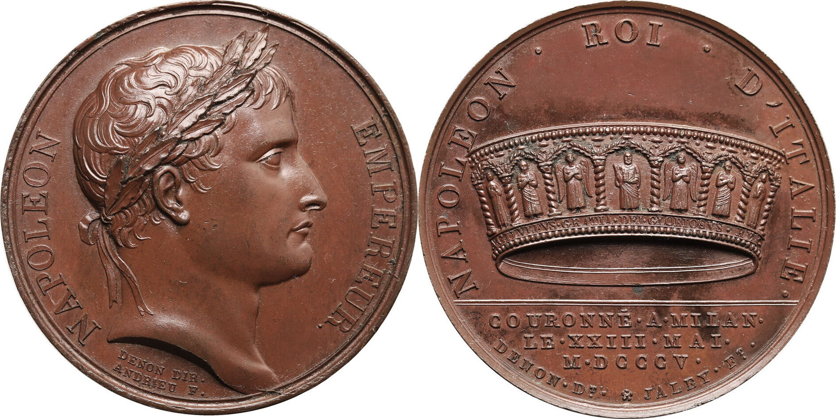 France, Napoleon I Bronze Medal 1805 coronation of Napoleon as King of ...