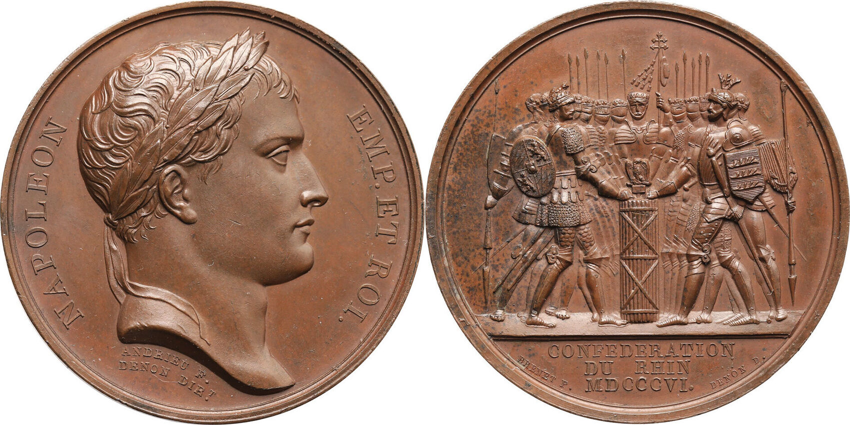 France. Napoleon I Br medal 1806 Confederation of the Rhine Fast St ...