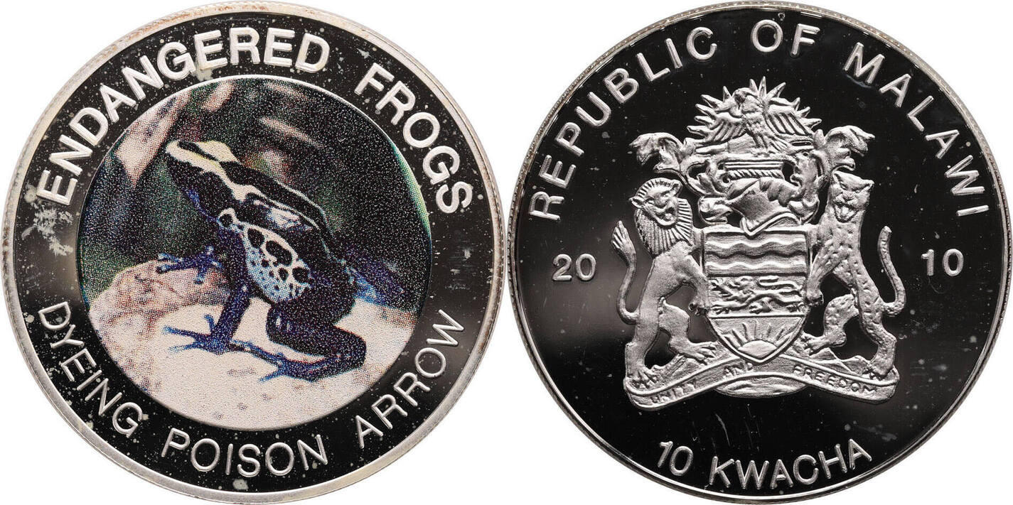 Malawi 10 Kwacha 2010 Multicolor Dyeing Poison Arrow Frog PP | MA-Shops