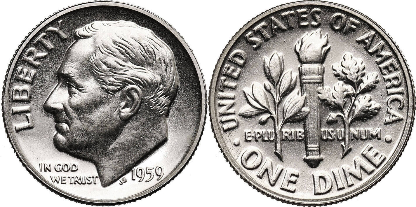 USA 10 Cents (Roosevelt Dime) 1959 Philadelphia PP | MA-Shops