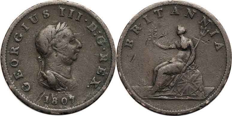 Great Britain, George III 1/2 Penny 1807 schön | MA-Shops