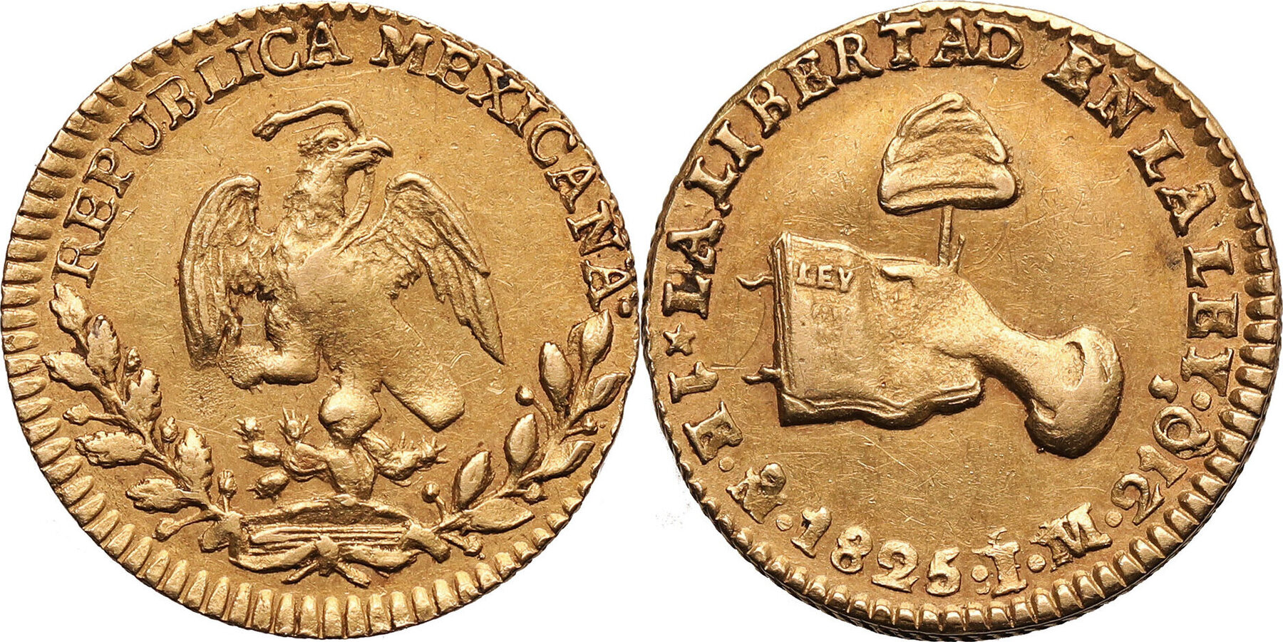 Mexico, First Republic Escudo 1825 Mo IM vz | MA-Shops