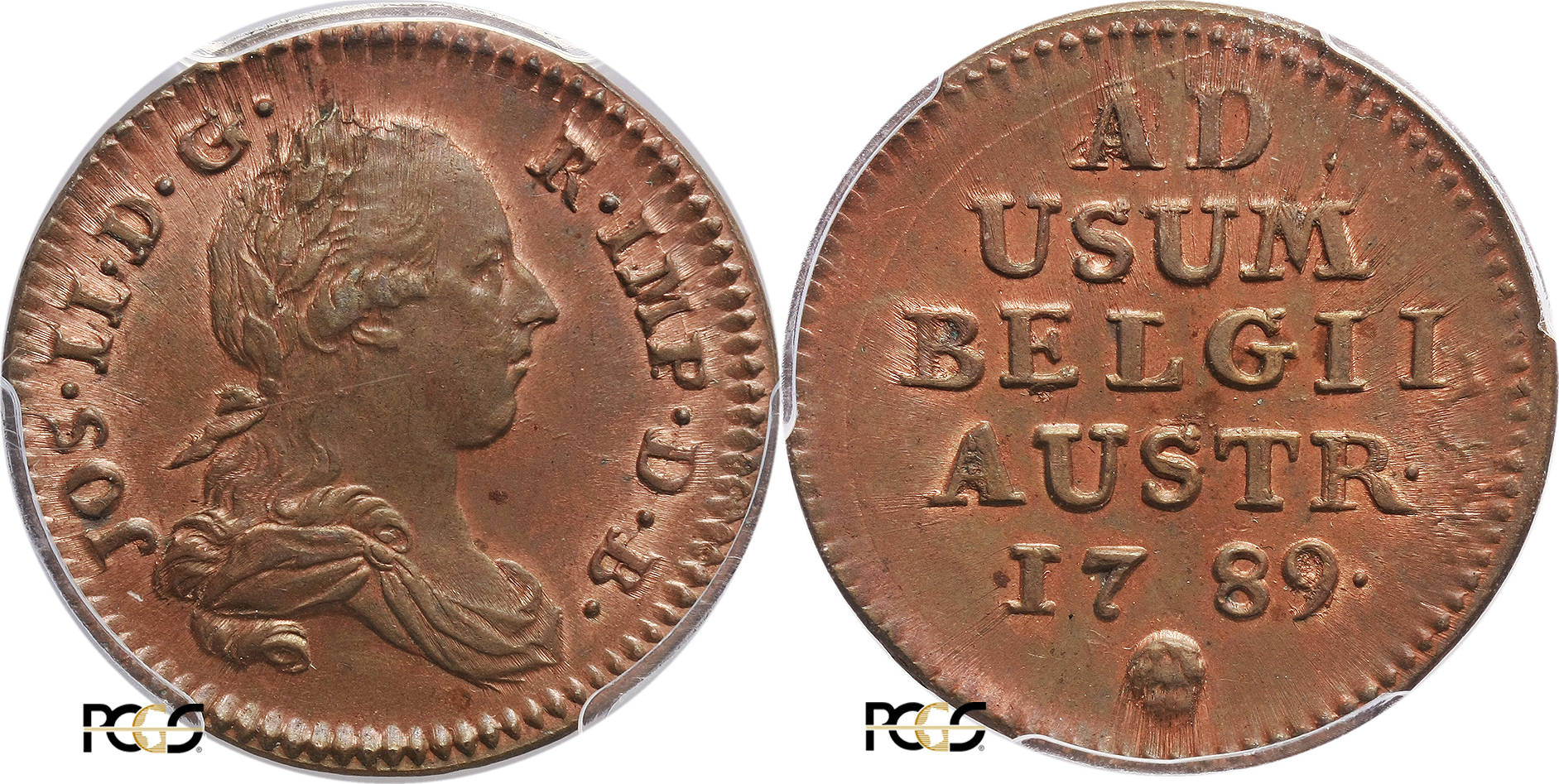 Austrian Netherlands Liard 1789 B Josef II 1780-1790, Bruxelles PCGS MS 65 RB | MA-Shops