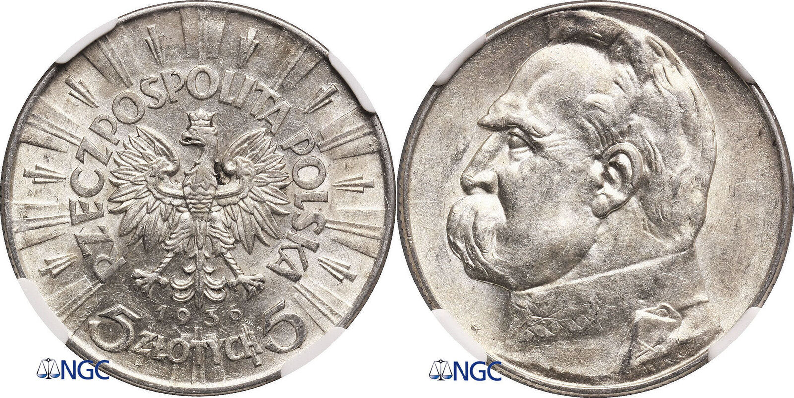 Poland 5 Zlotych 1936 NGC AU 58 | MA-Shops