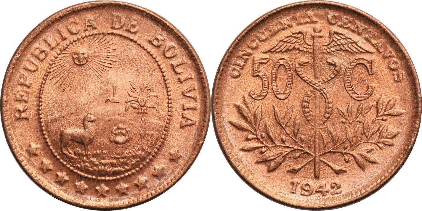 Bolivia 50 Centavos (1/2 Boliviano) 1942 St | MA-Shops