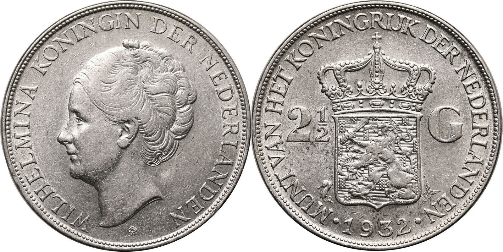 Netherlands, Wilhelmina 2 1/2 Guilders 1932 ss-vz | MA-Shops