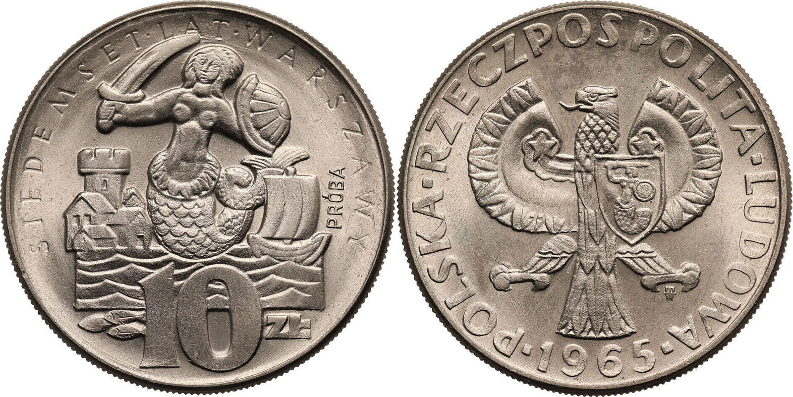 Poland, Peoples Republic 10 Zlotych 1965 700th Years of Warsaw - Proba St | MA-Shops