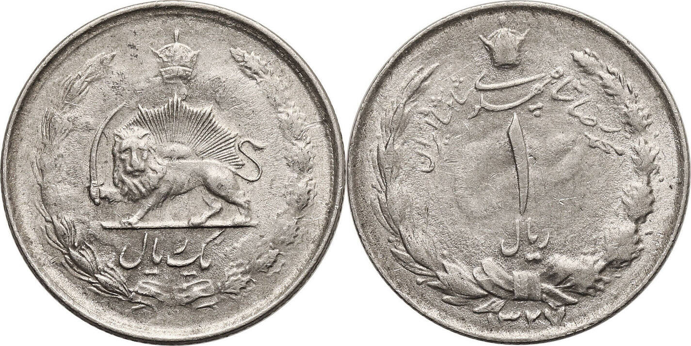 Iran, Muhammad Reza Pahlavi Shah 1 Rial SH 1327 / 1948 AD vz | MA-Shops