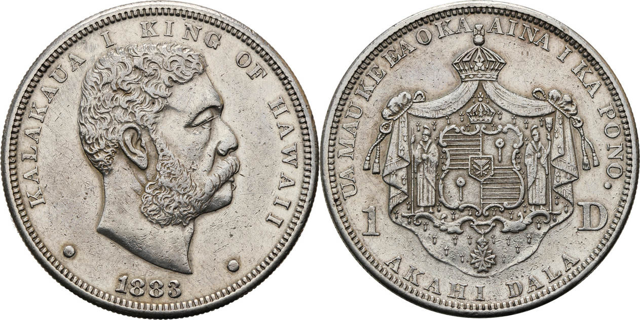 Hawaii Dollar (Akahi Dala) 1883 Kalakaua I 1874-1891 Vorzüglich- / sehr ...