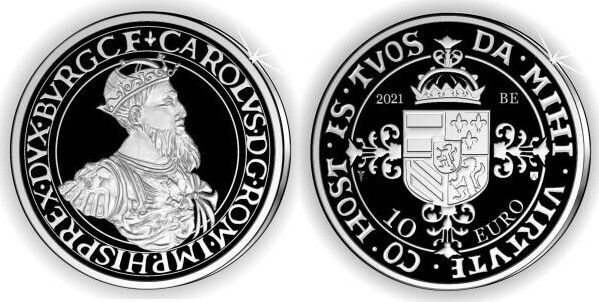 Belgien 10 Euro 2021 Carolus Gulden im Original- Etui mit Zertifikat PP ...