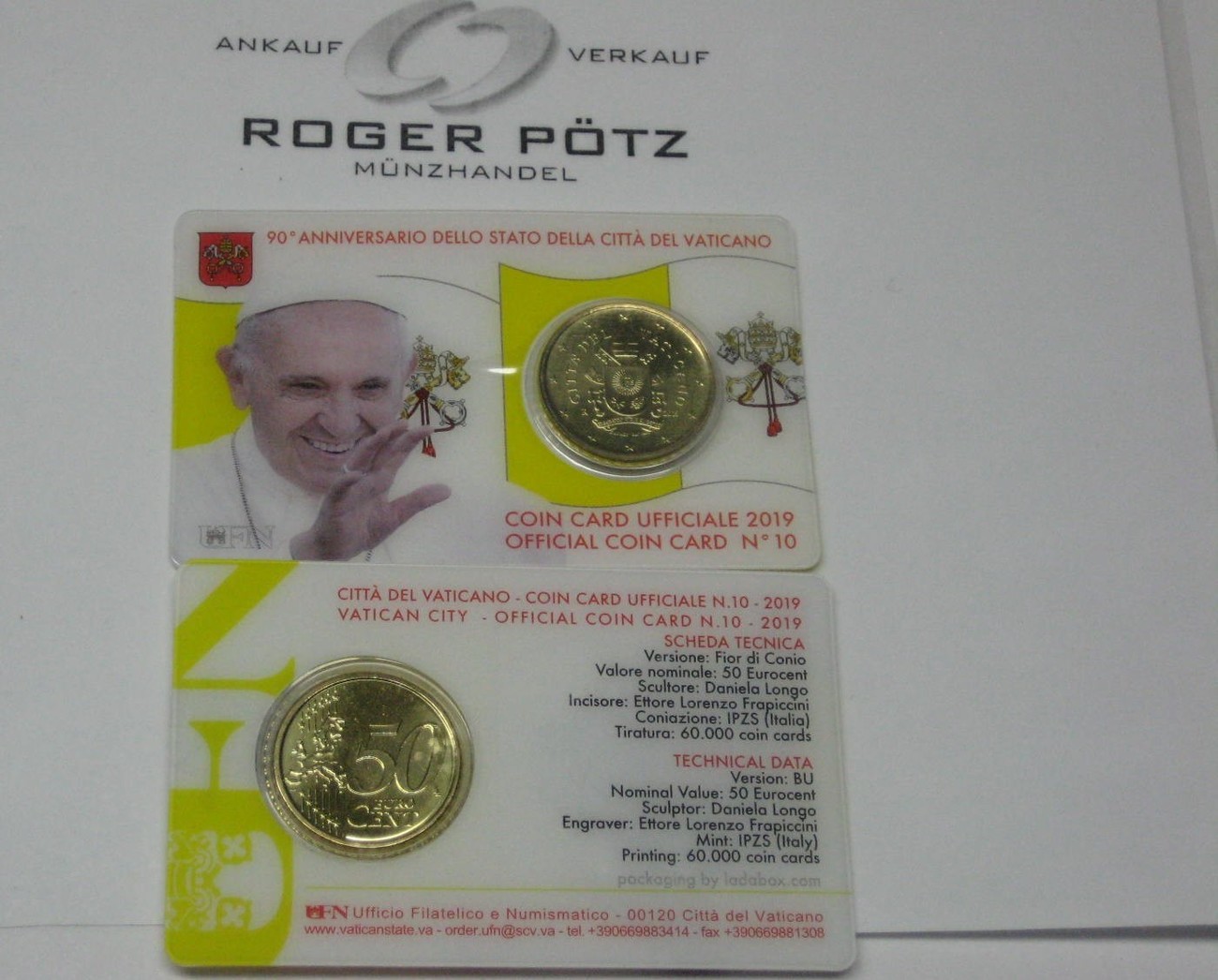 50 Cent 2019 Coincard No. 10 Vatikan stempelglanz | MA-Shops