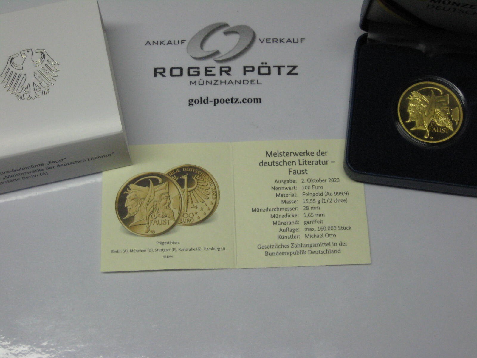 BRD 100 Euro 2023 Gold stempelglanz FAUST - Meisterwerke deutscher ...