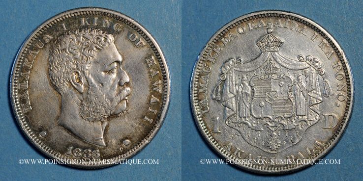 MÜNZEN AUS ALLER WELT (OHNE EUROPA) 1883 Hawaï. Kalakaua I (1874-1891 ...