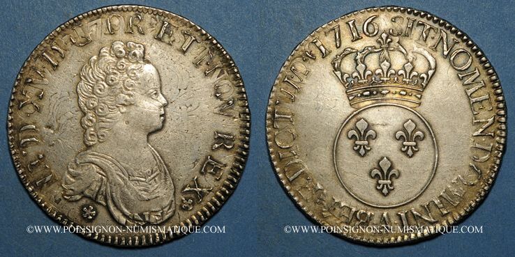 FRANZÖSISCHE KÖNIGLICHE MÜNZEN 1716 A Louis XV (1715-1774). Ecu ...