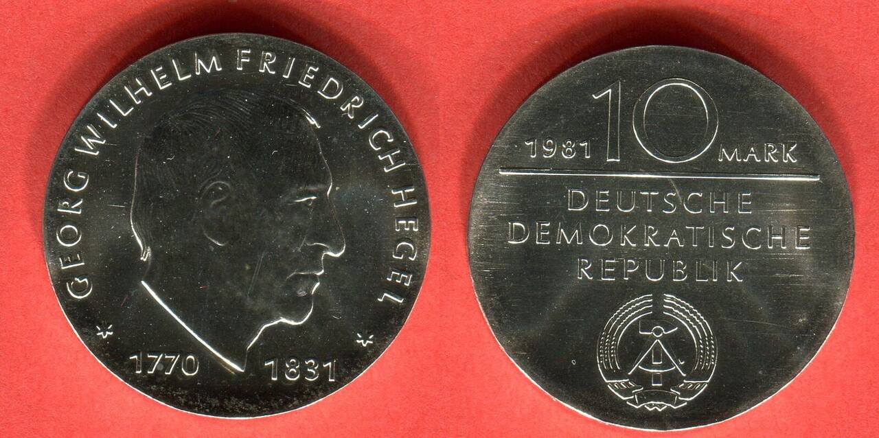 DDR 10 Mark Silbergedenkmünze 1981 150. Todestag Georg W. F. Hegel ...