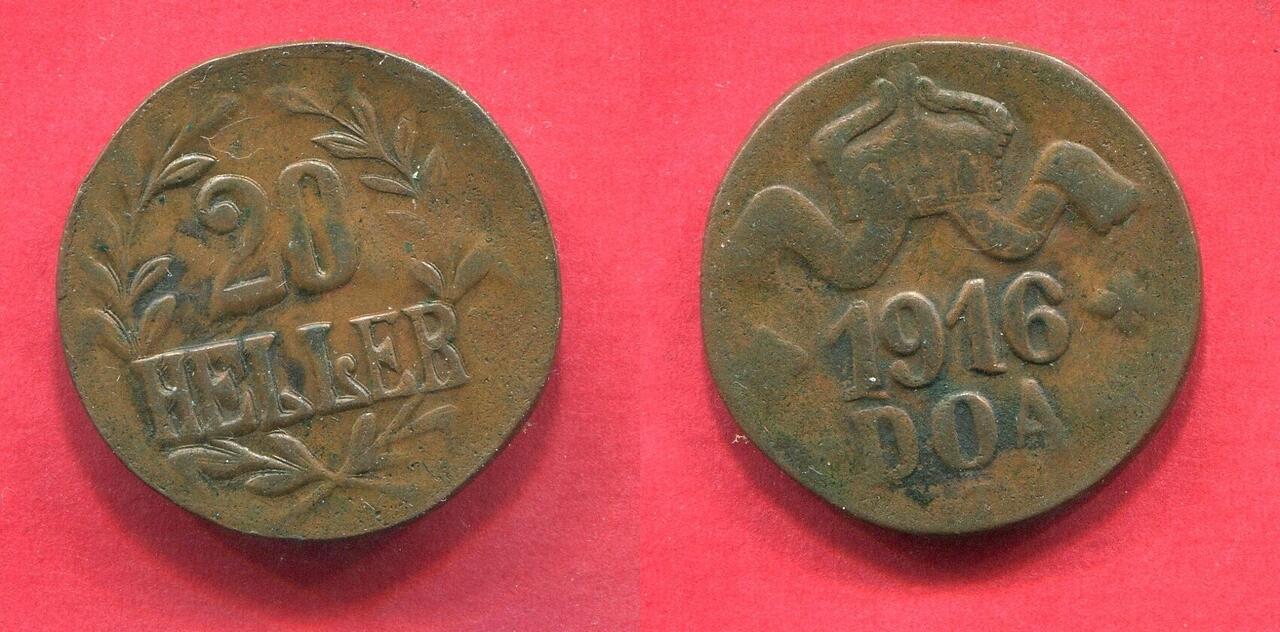 Deutsch Ost Afrika, DOA, German East Africa 20 Heller Kupfermünze 1916 ...
