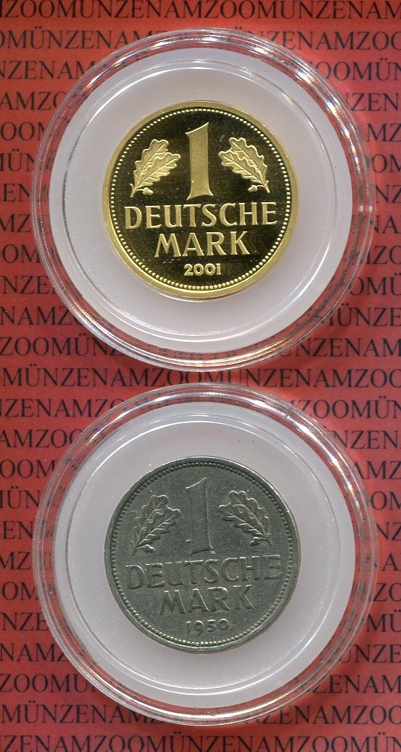 Bundesrepublik Deutschland, FRG 1 DM Gold - Mark + 1 DM 1950 F Goldmark ...