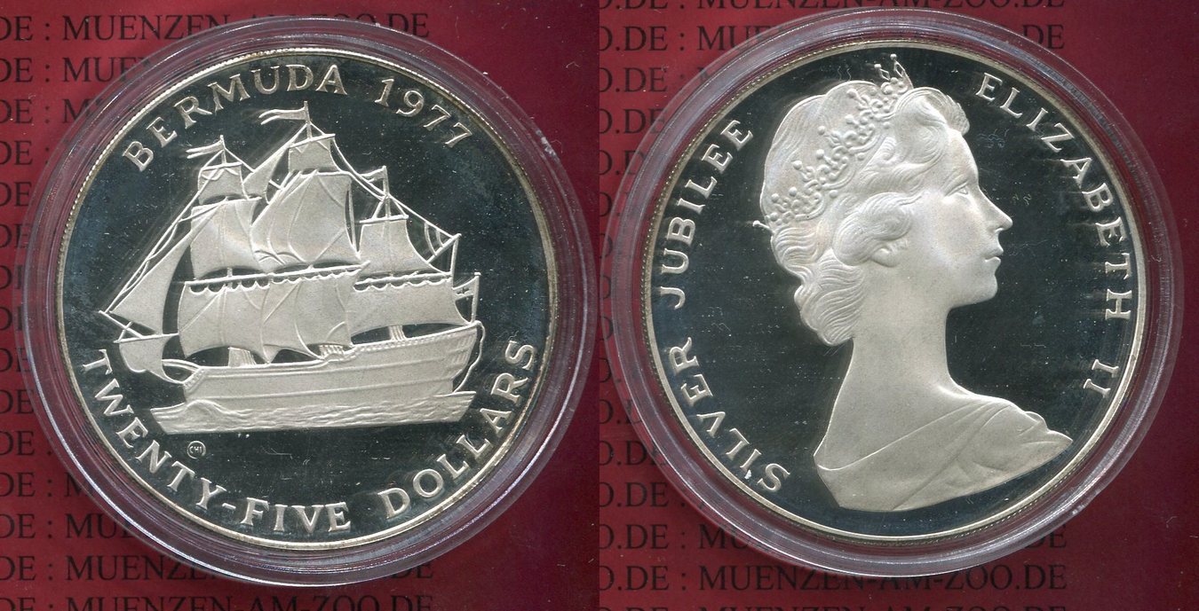 Bermuda 25 Dollars 1977 CHI 25. Regierungsjubiläum Elisabeth II. PP ...