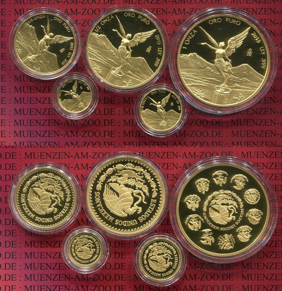 Mexiko 1, 1/2, 1/4, 1/0 1/20 Unze Gold 2015 Libertad Serie Oro Gold Set ...
