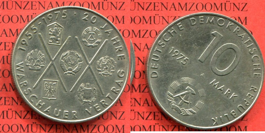 DDR GDR Deutsche Demokratische Republik 10 Mark Neusilber DDR 10 Mark Gedenkmünze Neusilber 1975 ...