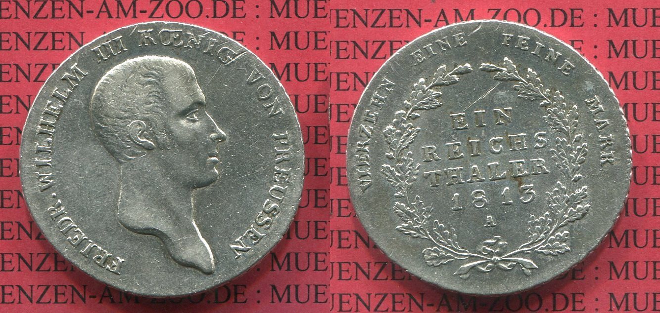 Preußen Prussia Preußen Taler 1813 A, Berlin Friedrich Wilhelm III. ss ...