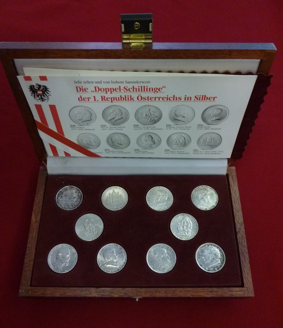 Österreich, Austria 2 Schilling Gedenkmünzensatz Silber 1928-1937 2 ...