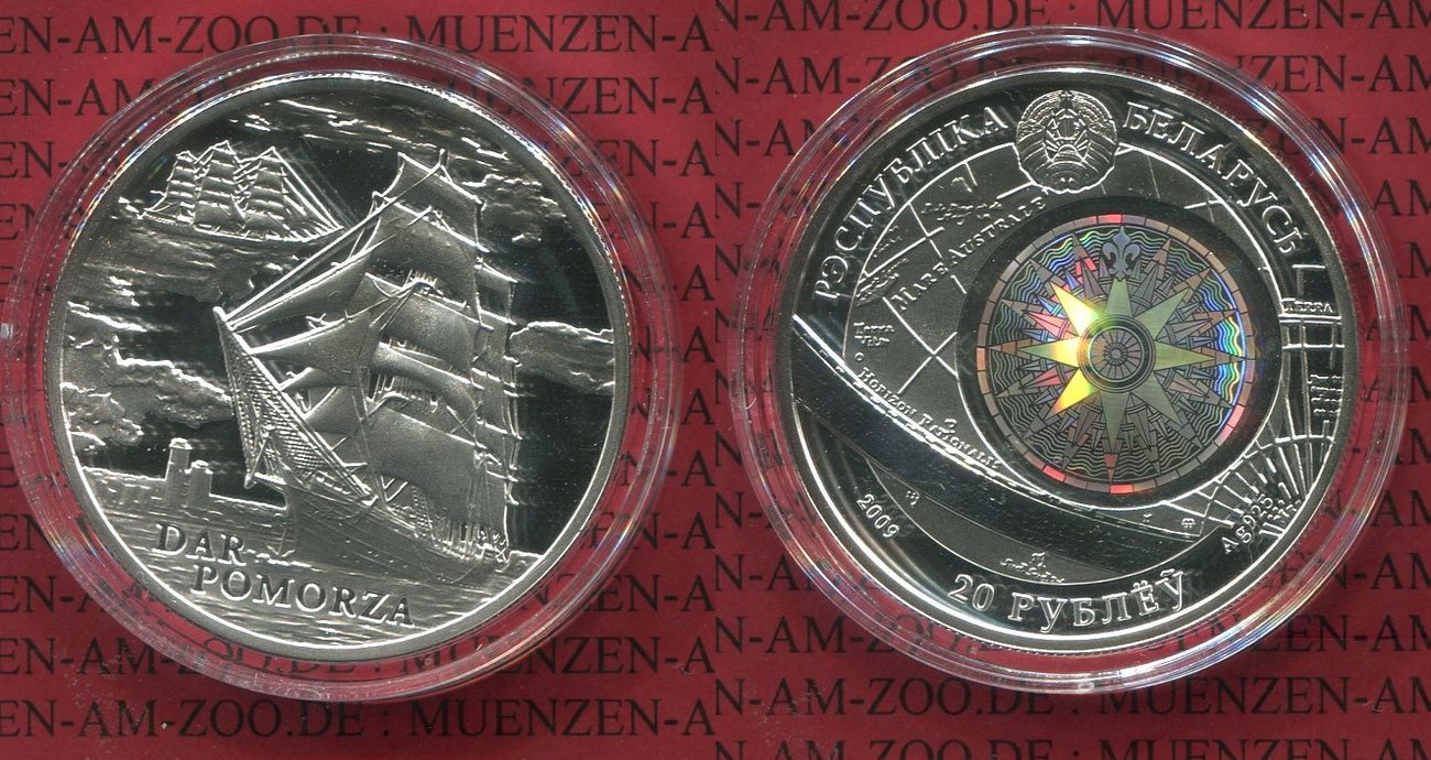 20 Rubel Roubles Silber 2009 Weissrussland Belarus 20 Rubel 2010 Schiff ...
