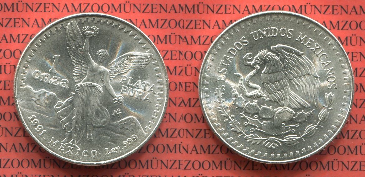 1 Onza Libertad Mexiko 1 Unze Feinsilber 1991 Plata Pura prfr. | MA-Shops
