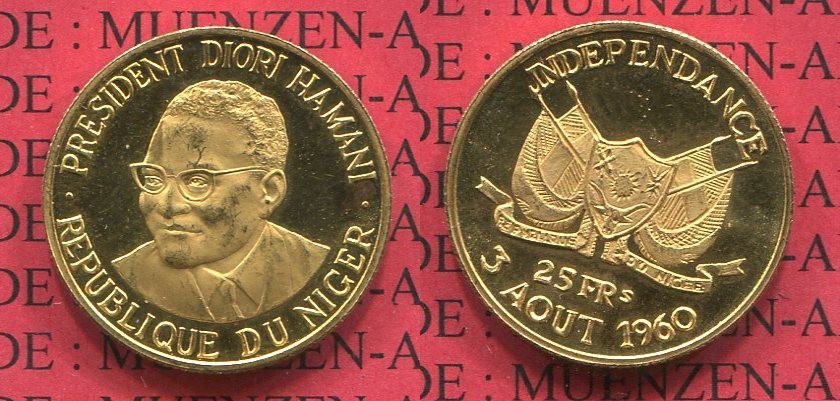 100 Francs 1960 Niger 25 Francs President Diori Hamani Unabhängigkeit 3 ...