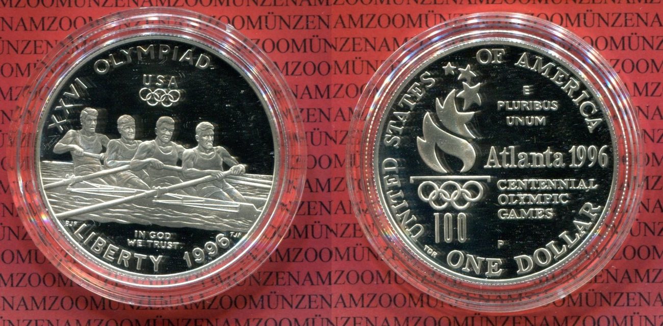 USA 1 Dollar Silber 1996 Olympic Rowing Silver Dollar pp in Kapsel | MA ...