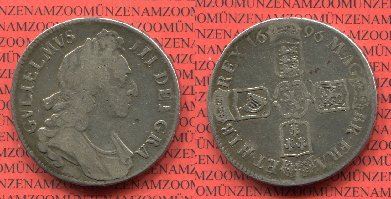 England Great Britain UK 1 Crown William III. 1696 f. ss | MA-Shops