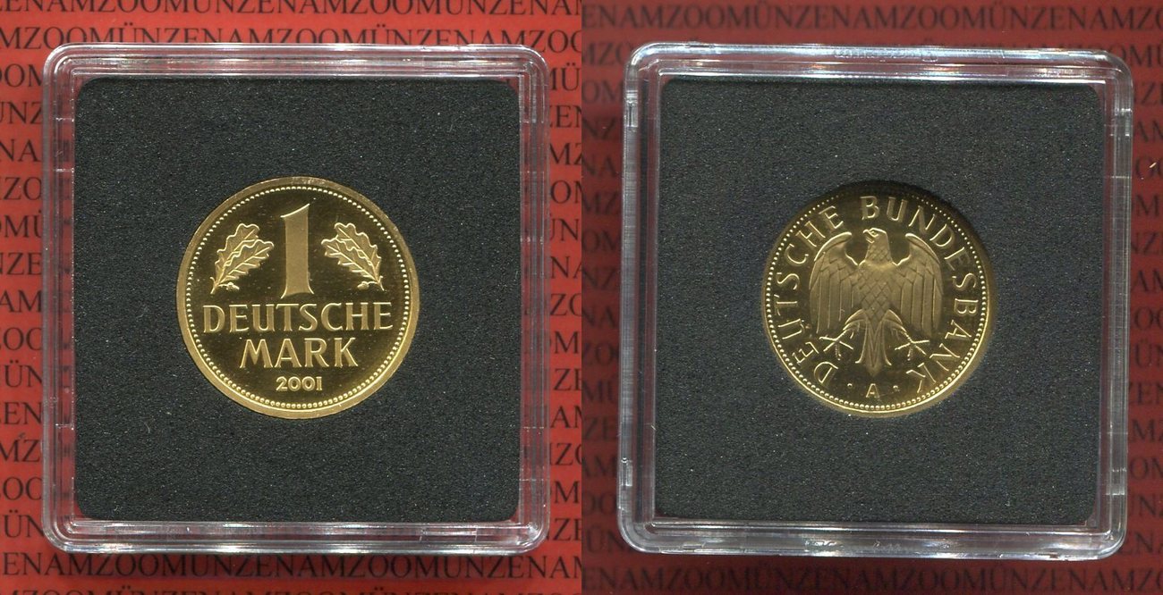 Bundesrepublik Deutschland 1 DM Gold Goldmark 2001 A, Berlin Stgl. in ...