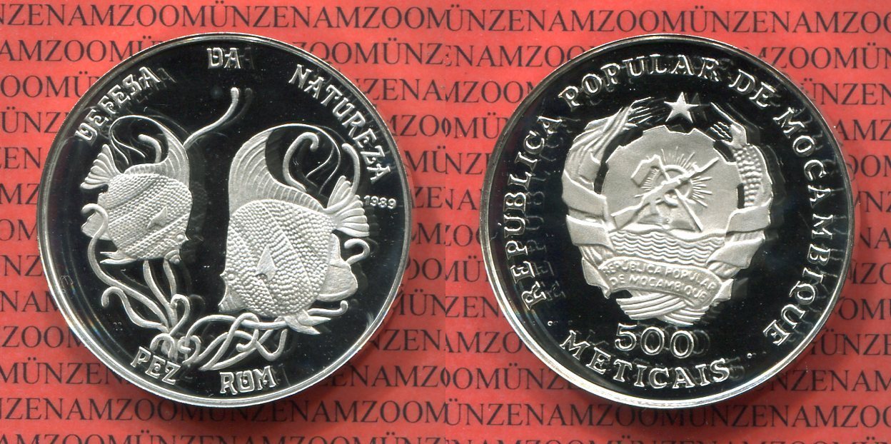 Mosambik, Mozambique, Mocambique 500 Metical Silber 1989 Endangered ...