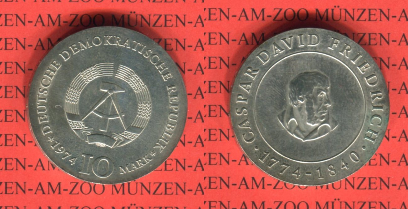 DDR 10 Mark 1974 Gedenkmünze 200. Geburtstag Caspar David Friedrich ...