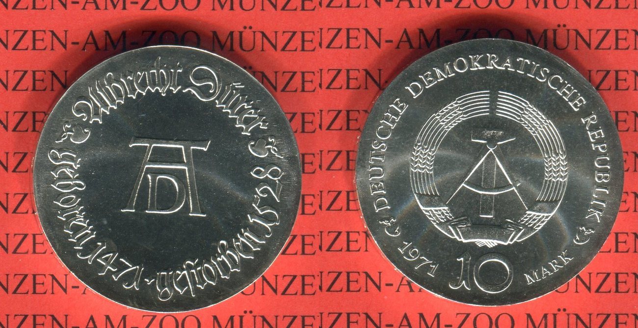 DDR 10 Mark 1971 Gedenkmünze 500. Geburtstag Albrecht Dürer prägefrisch ...