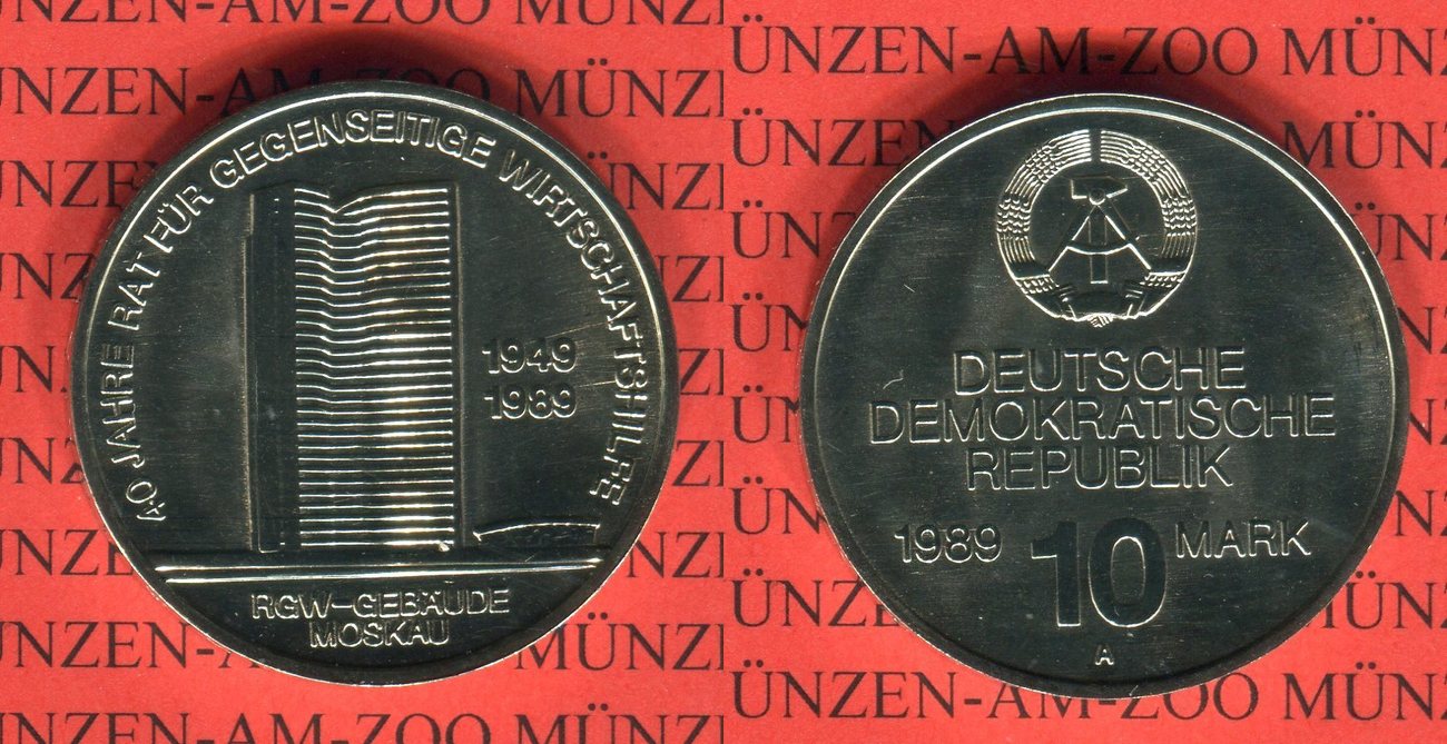 DDR 10 Mark 1989 Gedenkmünze 40 Jahre Rat für gegenseitige ...
