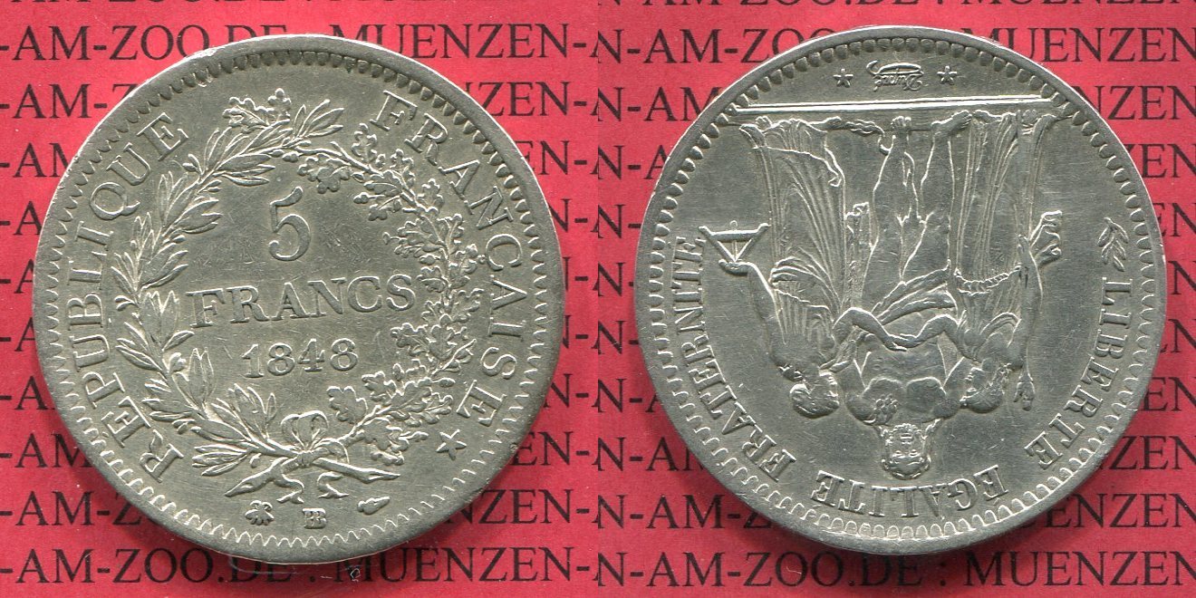 Frankreich 5 Francs 1848 BB II. Republik 1848-1852 Herkules Gruppe ss | MA-Shops
